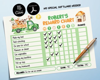 Printable Camping Animals Reward Chart for Kids a Way of - Etsy