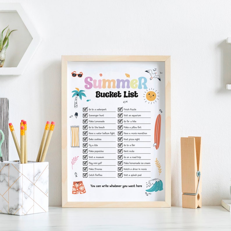 Summer Bucket List for Kids, Chart for Kids Editable, Summer Rules ...