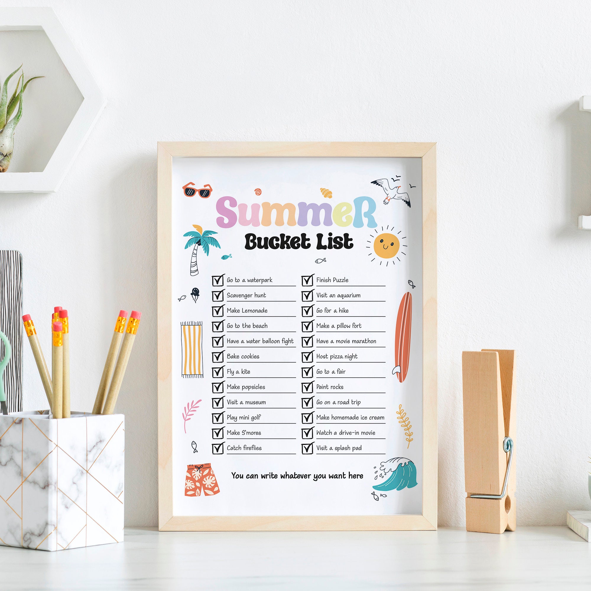 Summer Bucket List for Kids, Chart for Kids Editable, Summer Rules ...