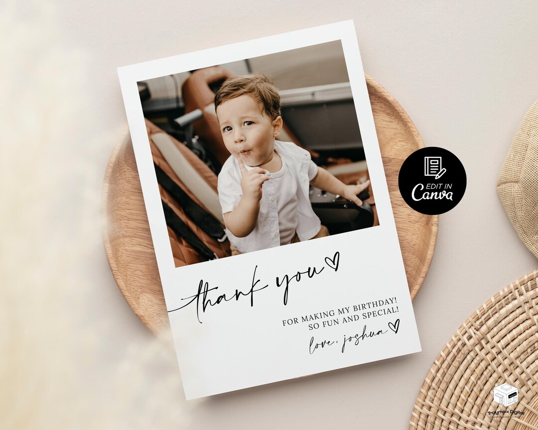 Kids Thank You Photo Card, Baby Photo Thank You Card, Girl and Boy ...