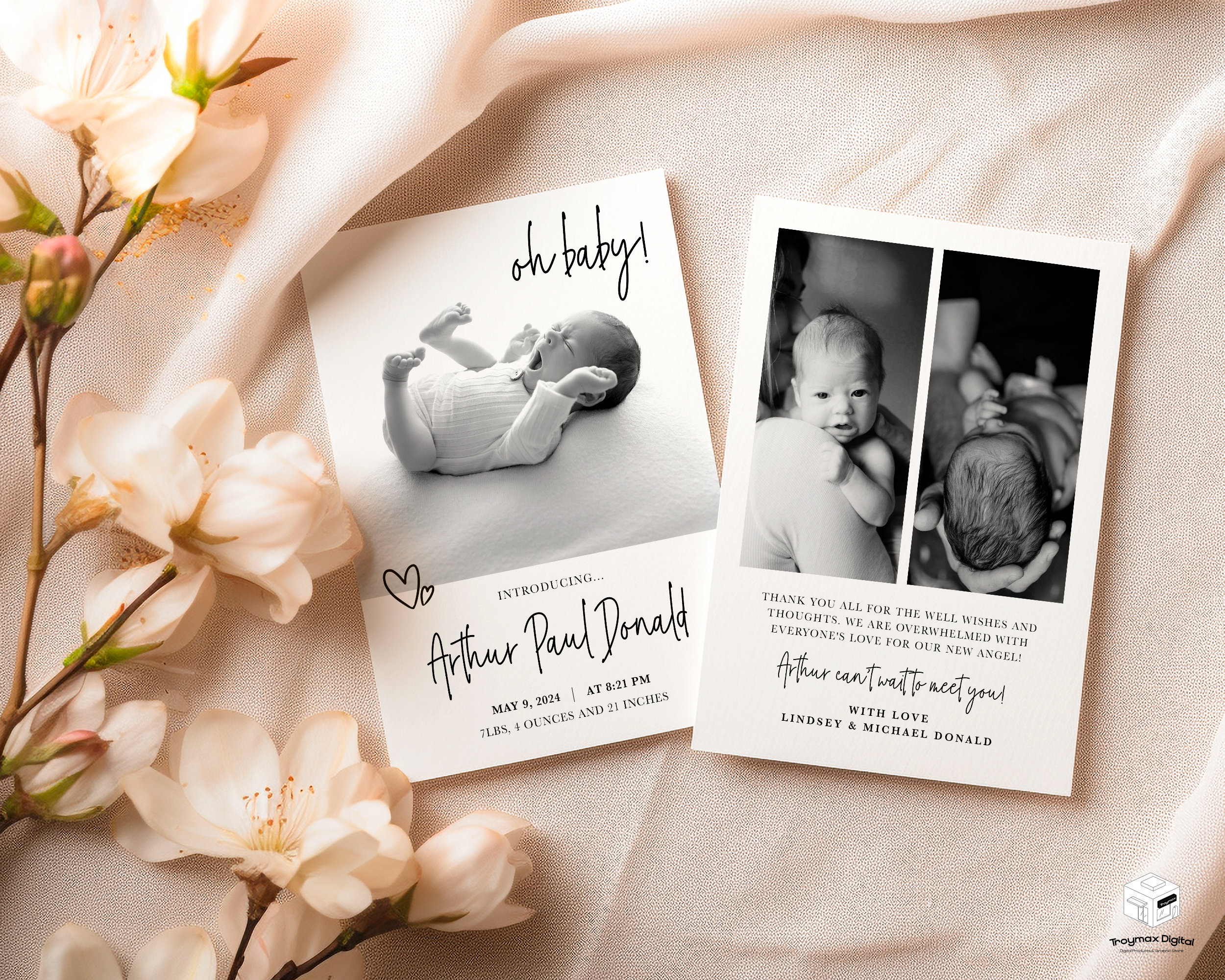 Editable Welcome Baby Post Printable Birth Card, New Baby Announcement ...