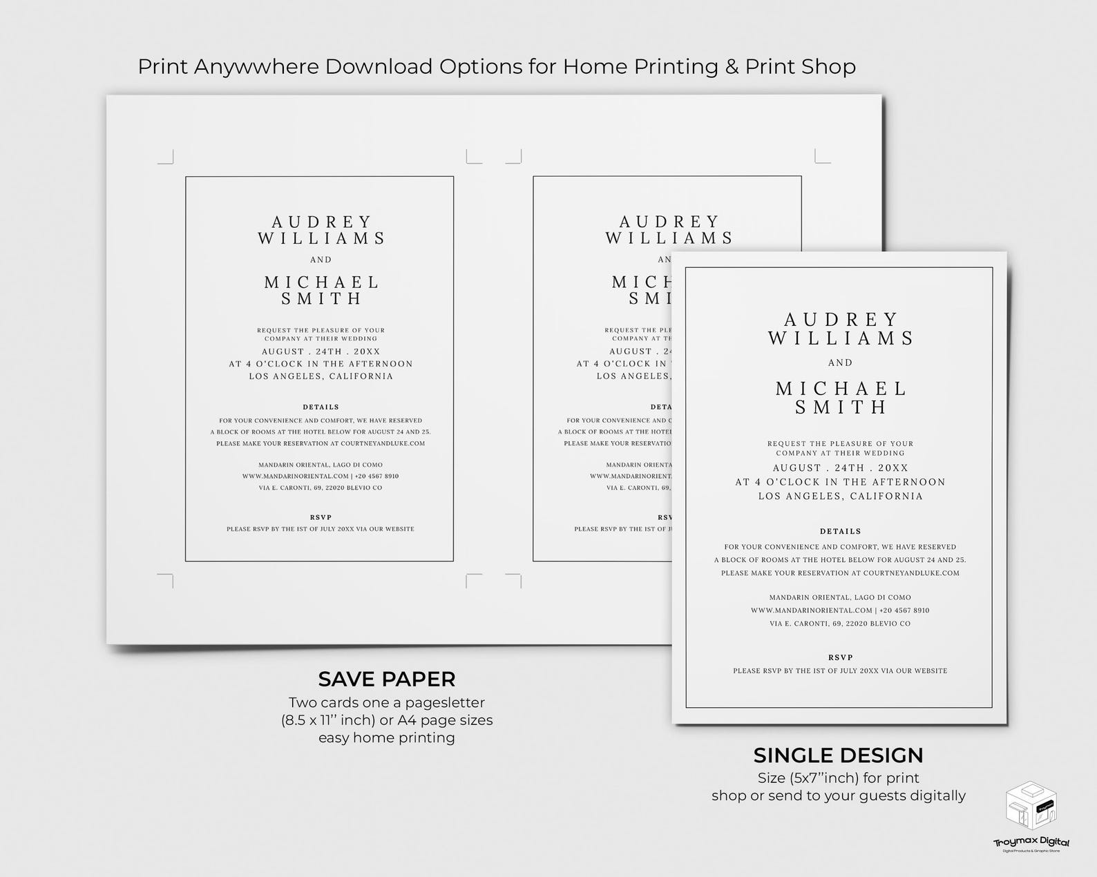 Wedding Invitation Template, Photo Wedding Invitation Canva, Editable ...