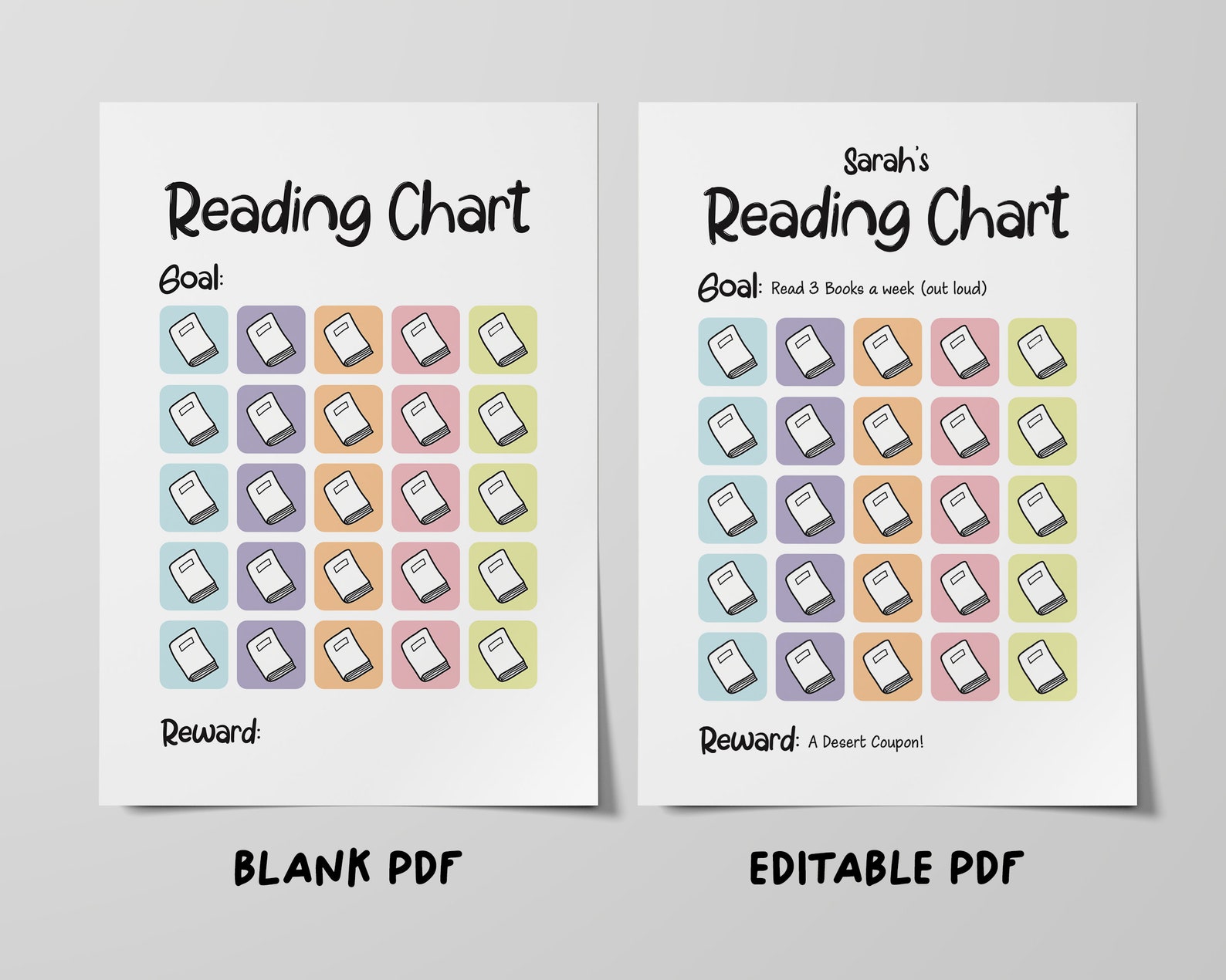 Reading Chart for Kids, Reading Tracker Kids, Reading Log, Reward Chart ...