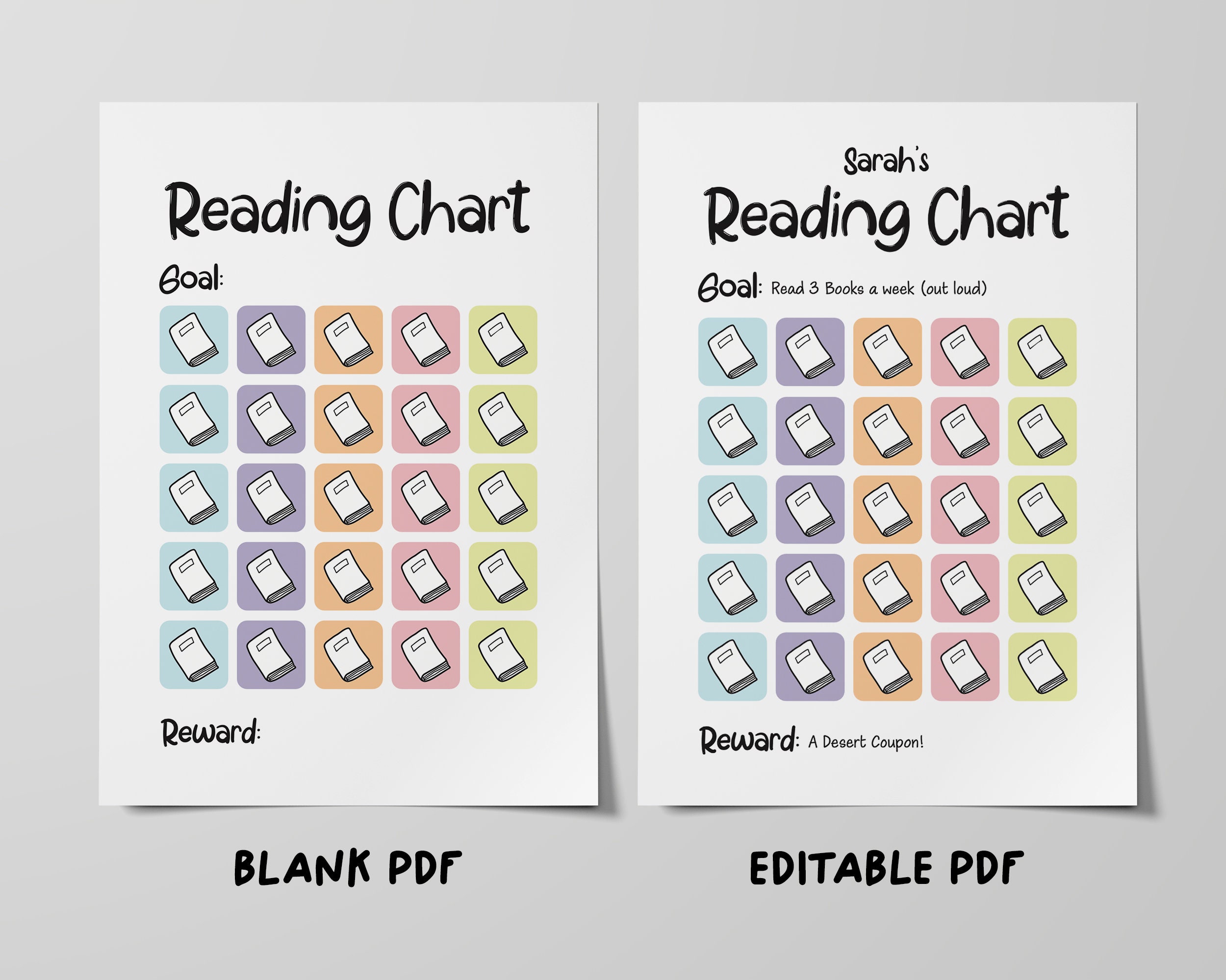 Reading Chart for Kids, Reading Tracker Kids, Reading Log, Reward Chart ...