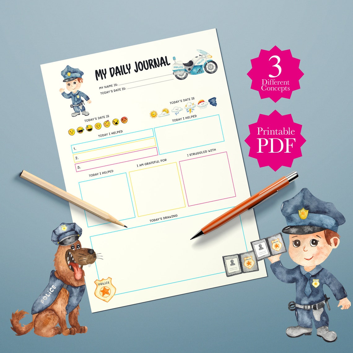 Police Daily Planner for Kids Printable Routine Chart Weekly - Etsy
