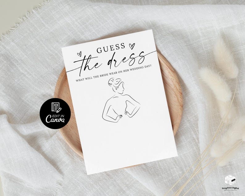 Guess the Dress Bridal Shower Game Printable Template, Modern Bridal ...