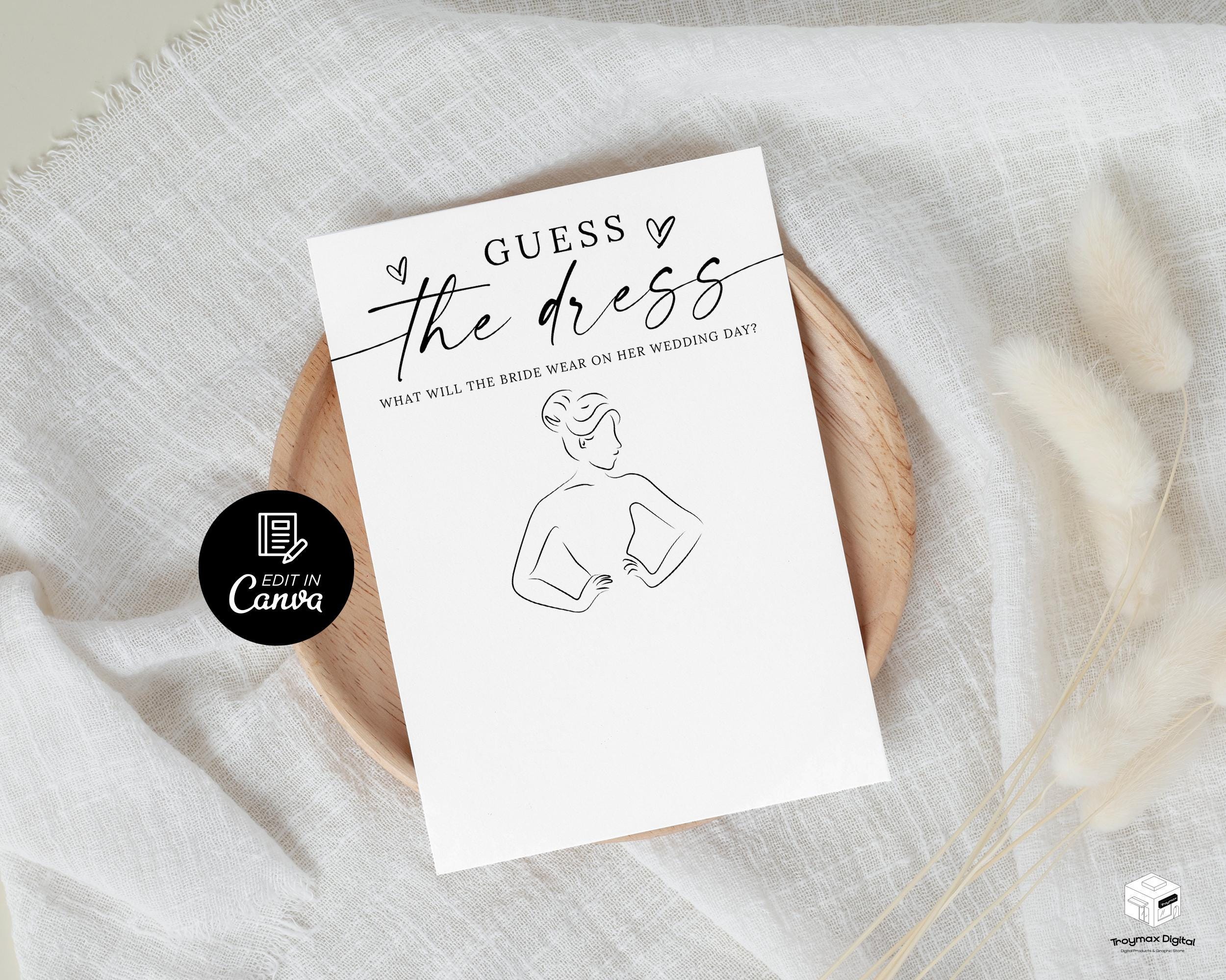 Guess the Dress Bridal Shower Game Printable Template, Modern Bridal ...