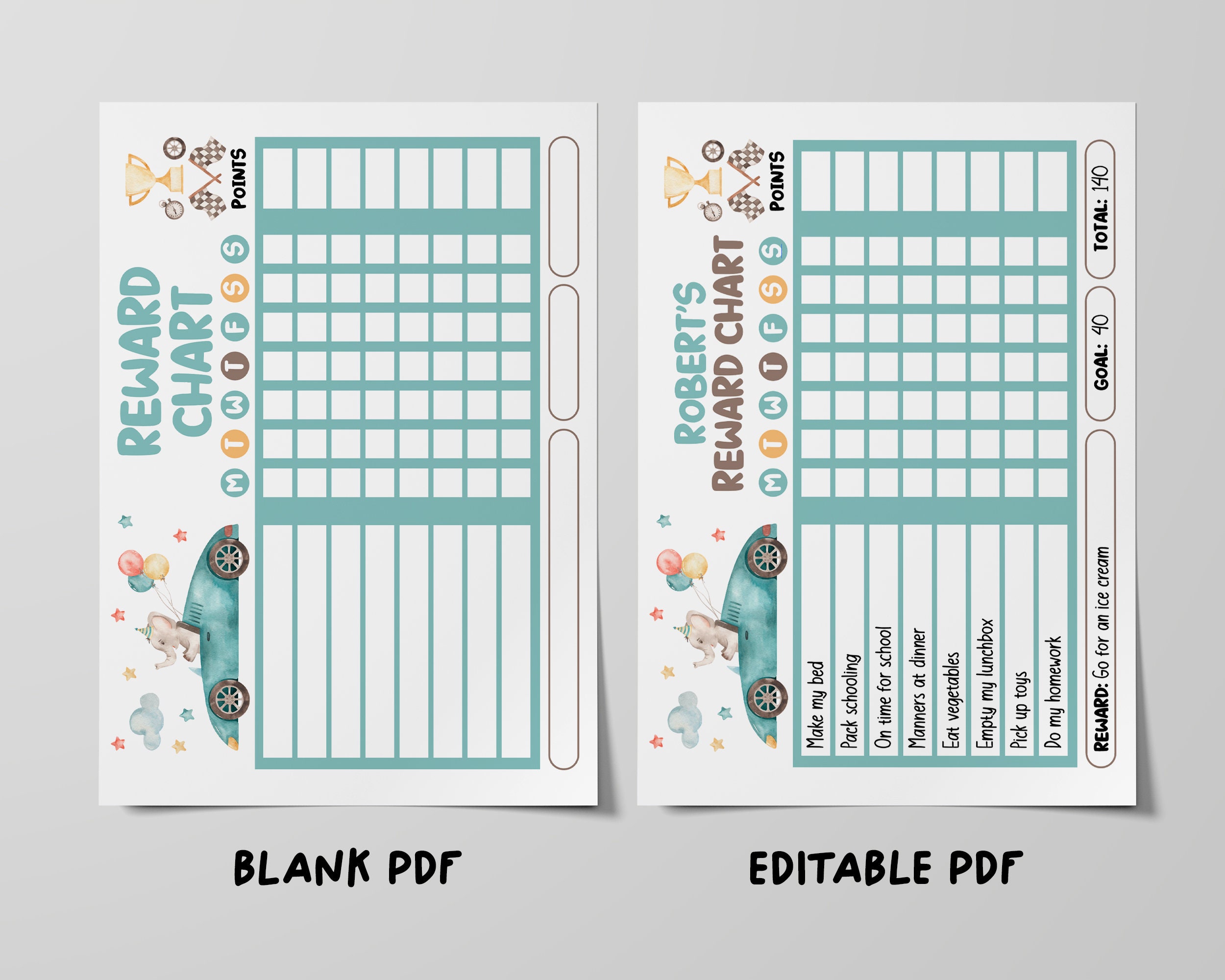 Editable Race Car Reward Chart Printable Chore Chart for - Etsy Canada