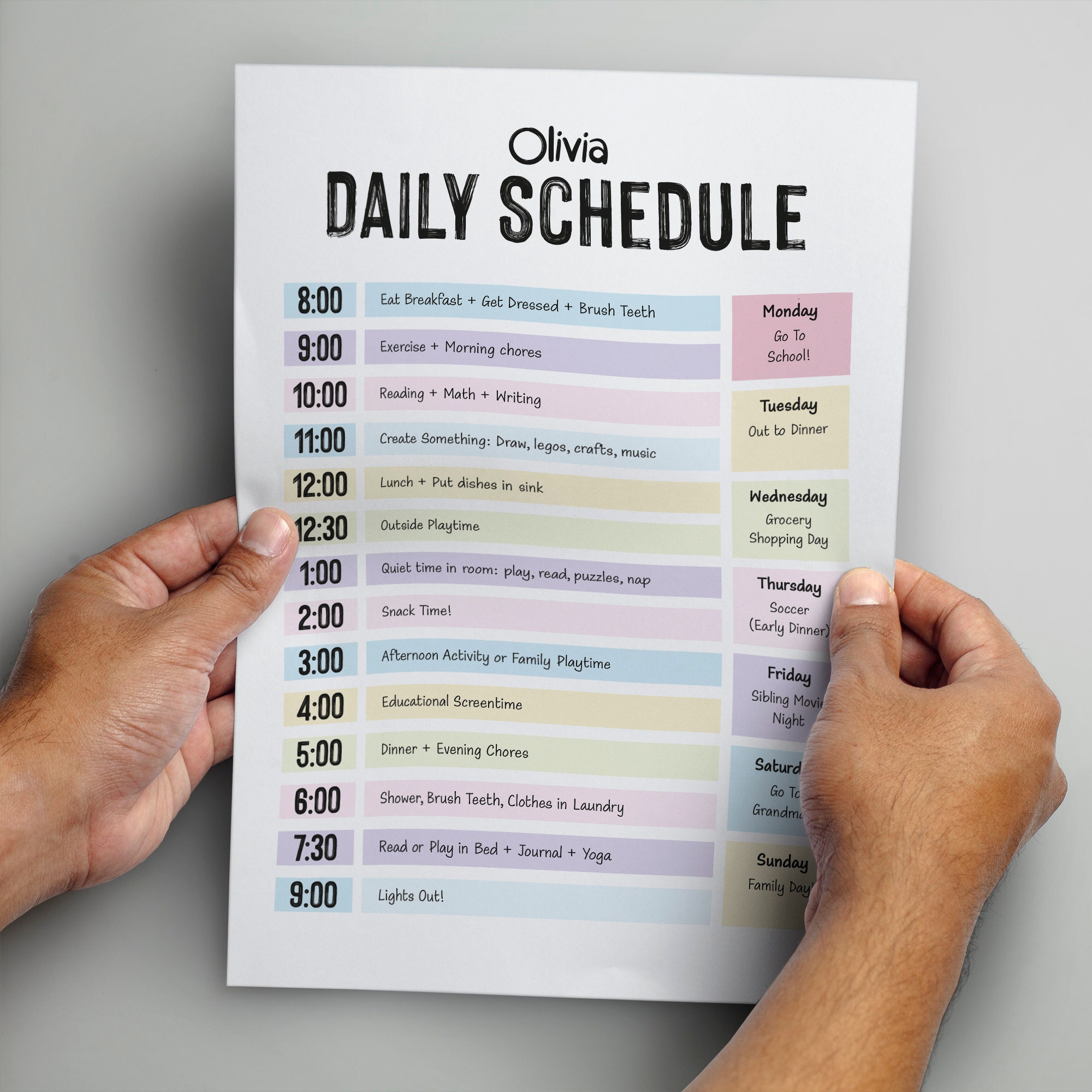 Editable Daily Schedule for Kids, Printable Daily Planner for Kids ...