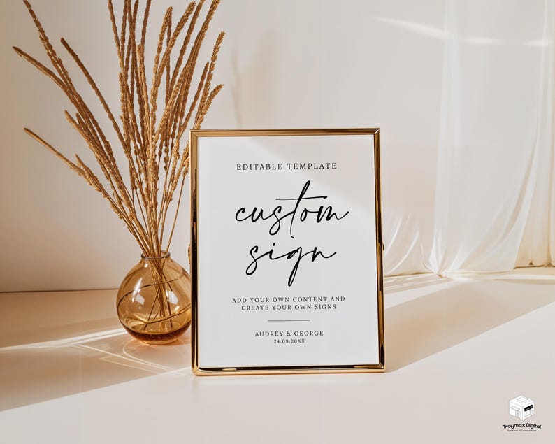 Custom Wedding Sign Template, Fully Editable Printable Table Sign ...