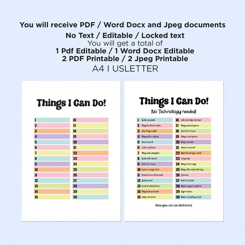 Play Inspiration Chart for Kids Kids Daily Schedule Idea - Etsy