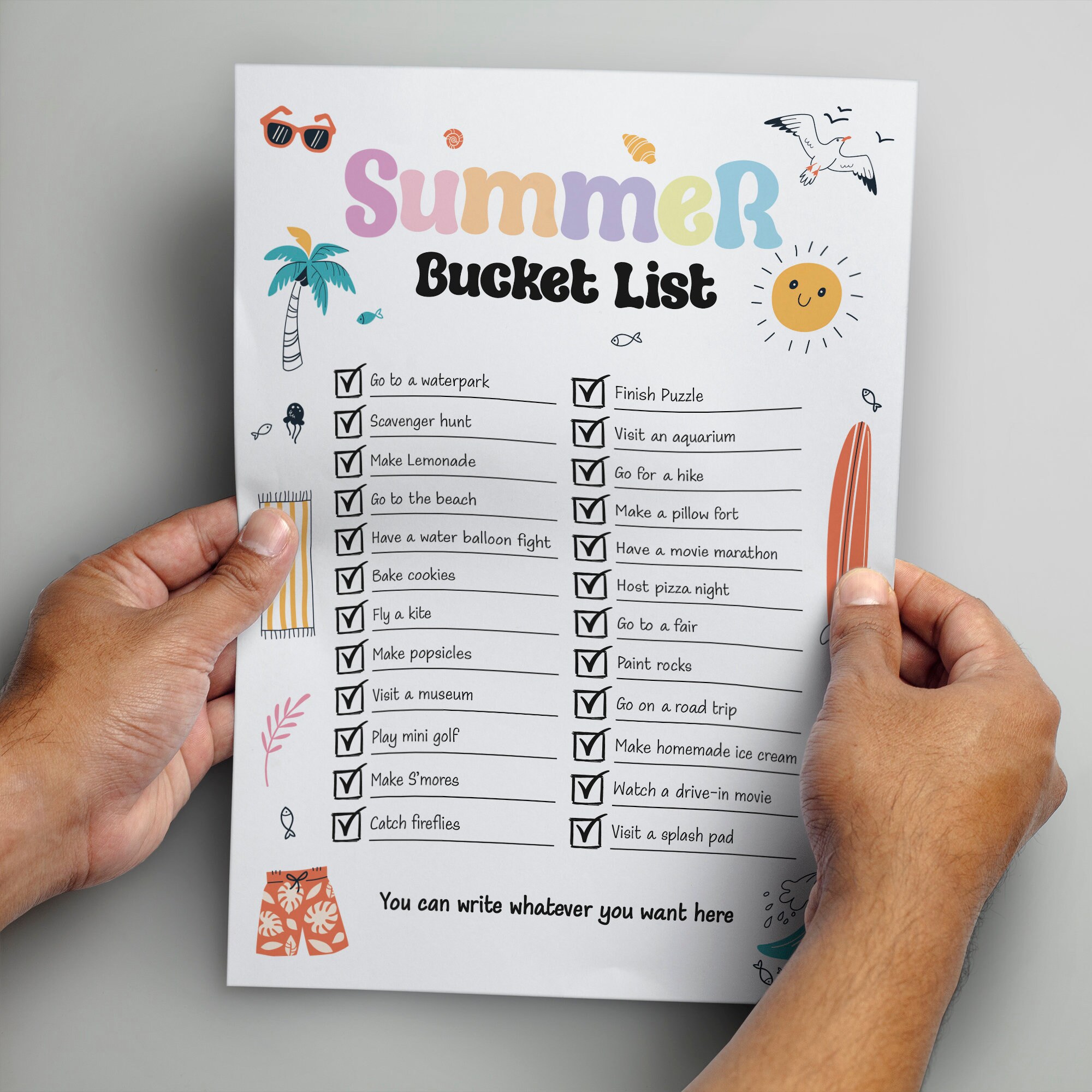 Summer Bucket List for Kids, Chart for Kids Editable, Summer Rules ...