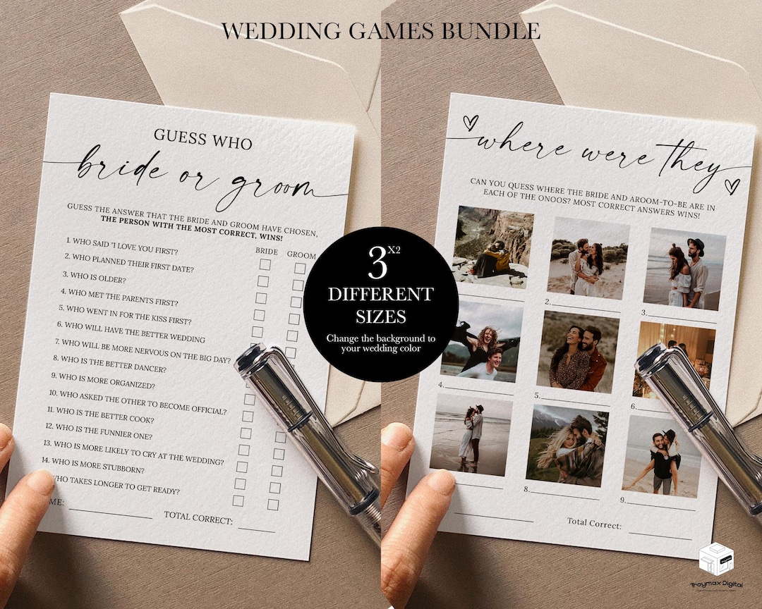 Where Were They Bridal Game Template, Guess Who Bride or Groom Game ...