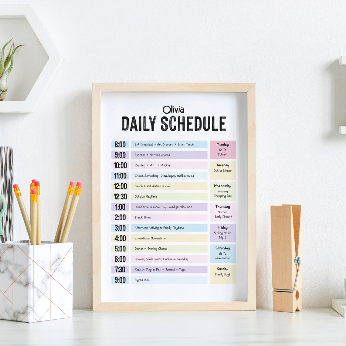 Editable Daily Schedule for Kids, Printable Daily Planner for Kids ...