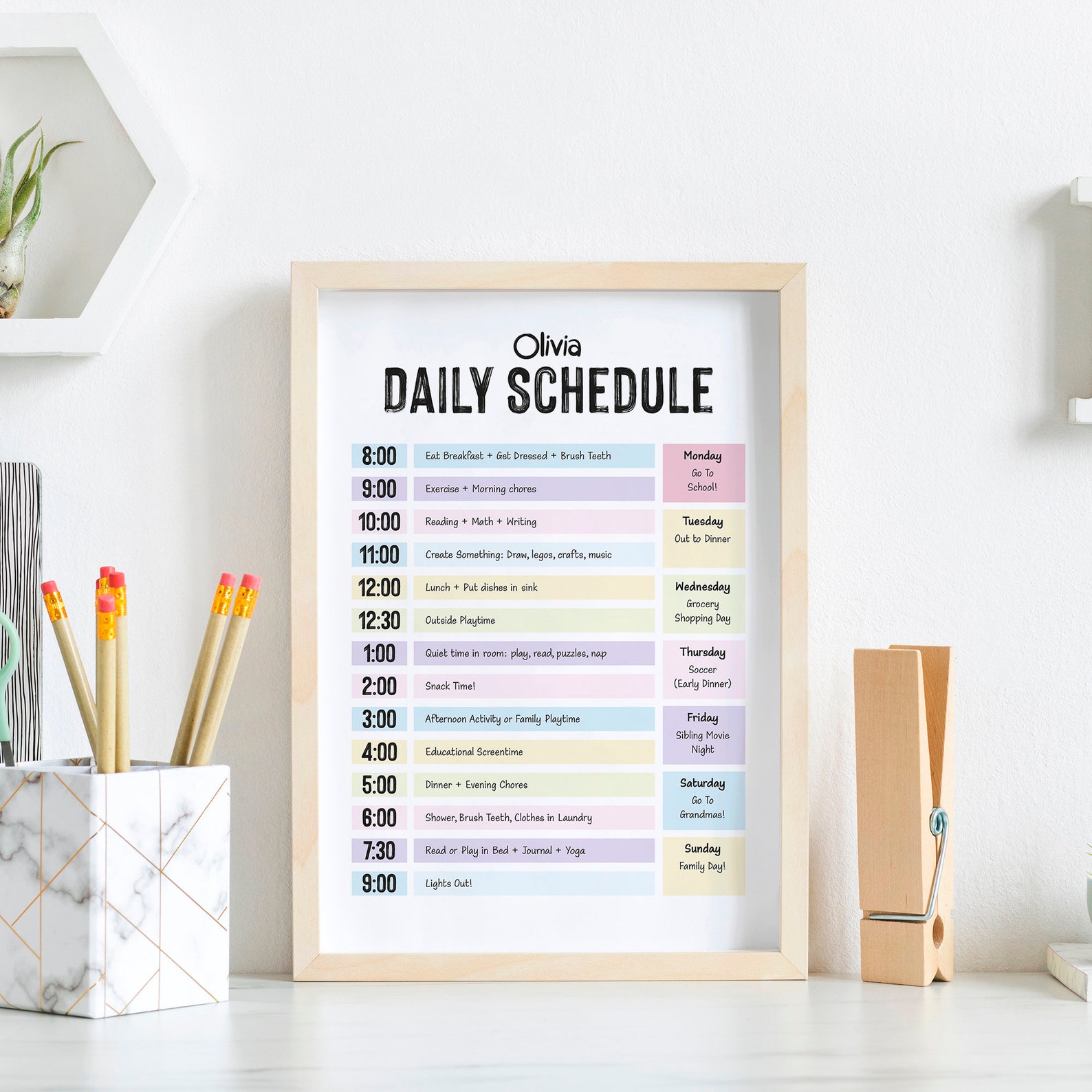 Editable Daily Schedule for Kids, Printable Daily Planner for Kids ...