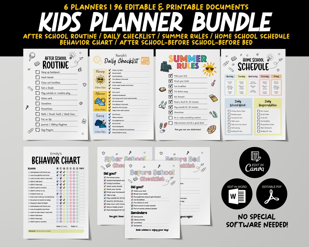 Daily Checklist for Kids, After School Routine, Summer Rules, Home ...