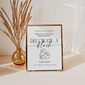 Decorate A Block Baby Shower Sign, Decorate a Block Baby, Baby Block ...