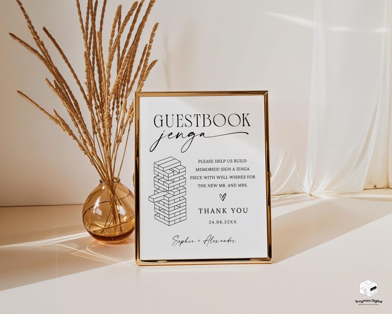 Jenga Sign for Wedding Guest Book, Wedding Building Blocks Sign ...
