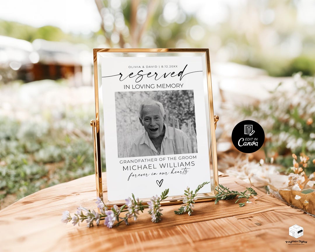 Reserved in Loving Memory Sign Template, Reserved Seat Sign Loving ...