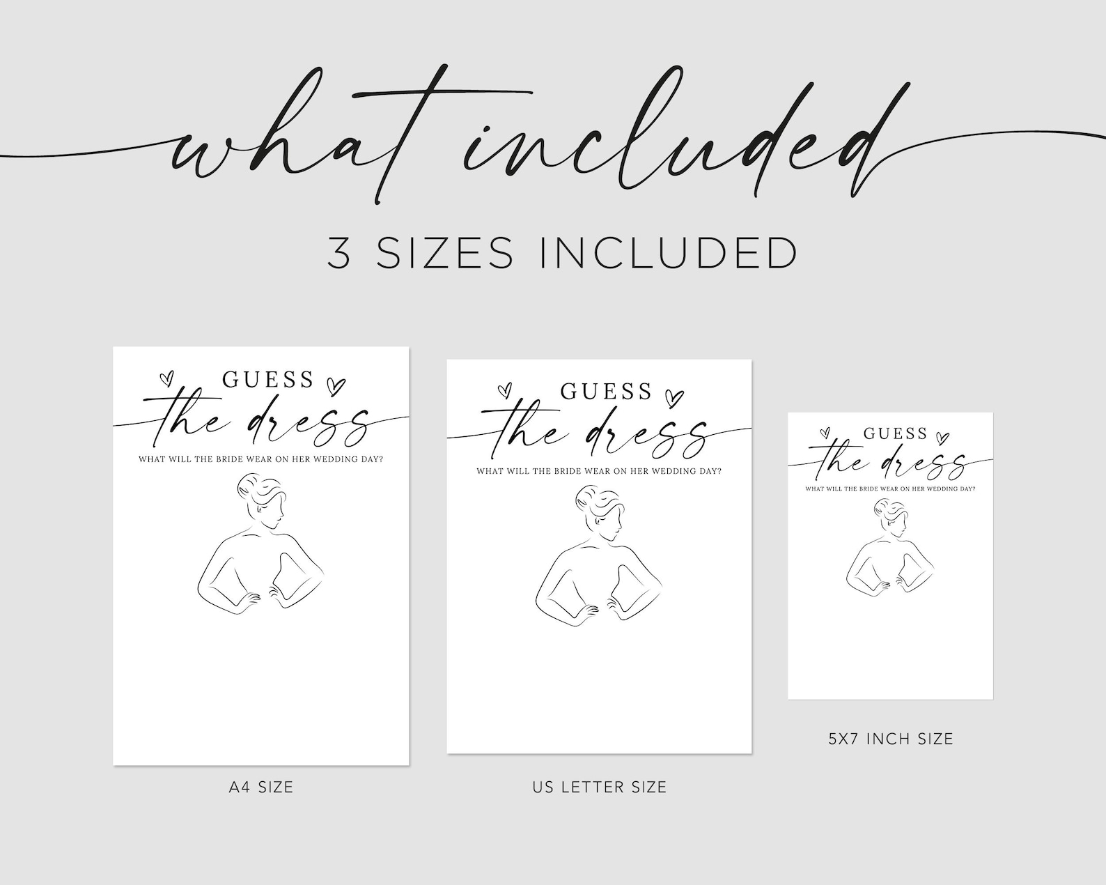 Guess the Dress Bridal Shower Game Printable Template, Modern Bridal ...