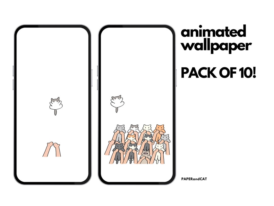 Animated Cat Wallpaper Set, iPhone and Android Wallpaper, Animated Cat ...