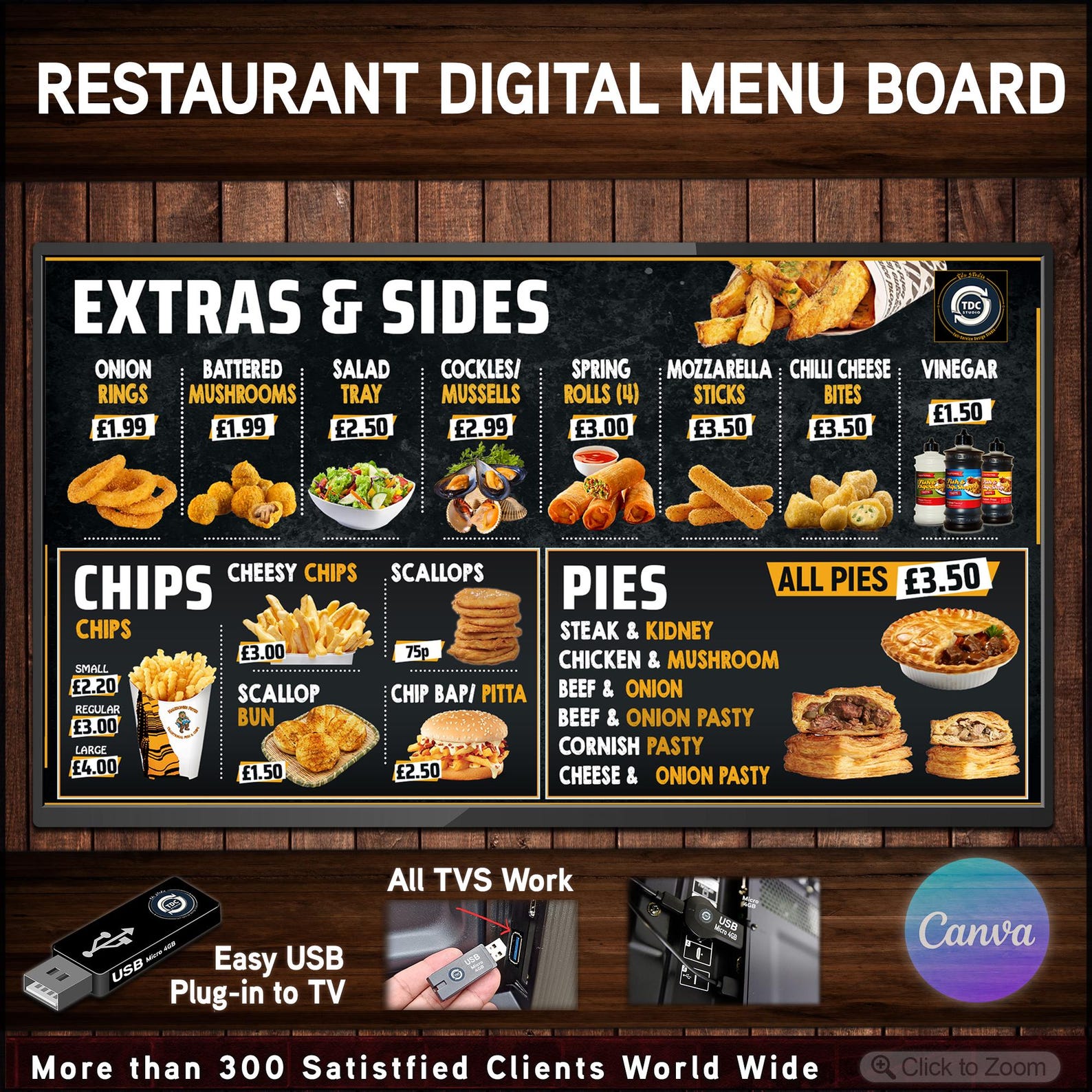 Custom Order Animated Digital TV Menu Board Editable Canva Templates ...