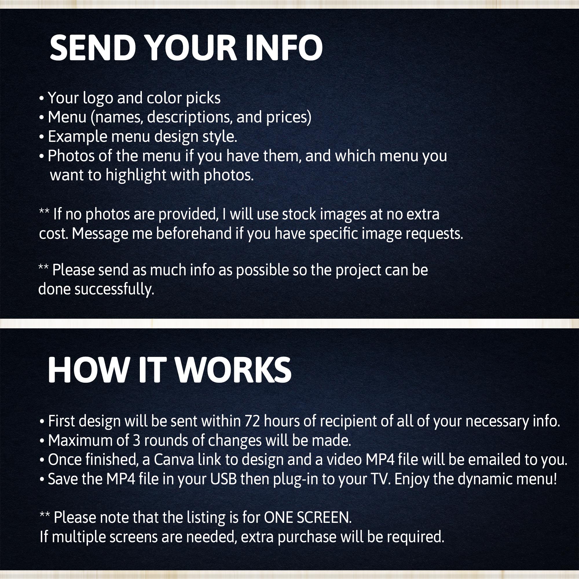 4 Animated Digital Menu Boards for TV Screens Editable Canva Templates ...