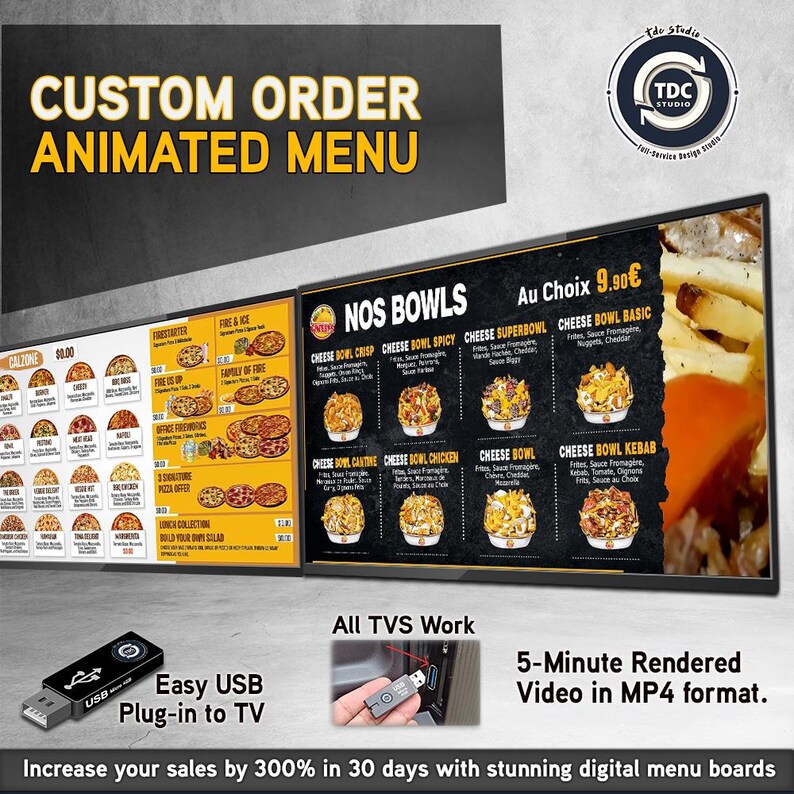 Custom Restaurant Digital Menu Board in Video Format High Resolution ...