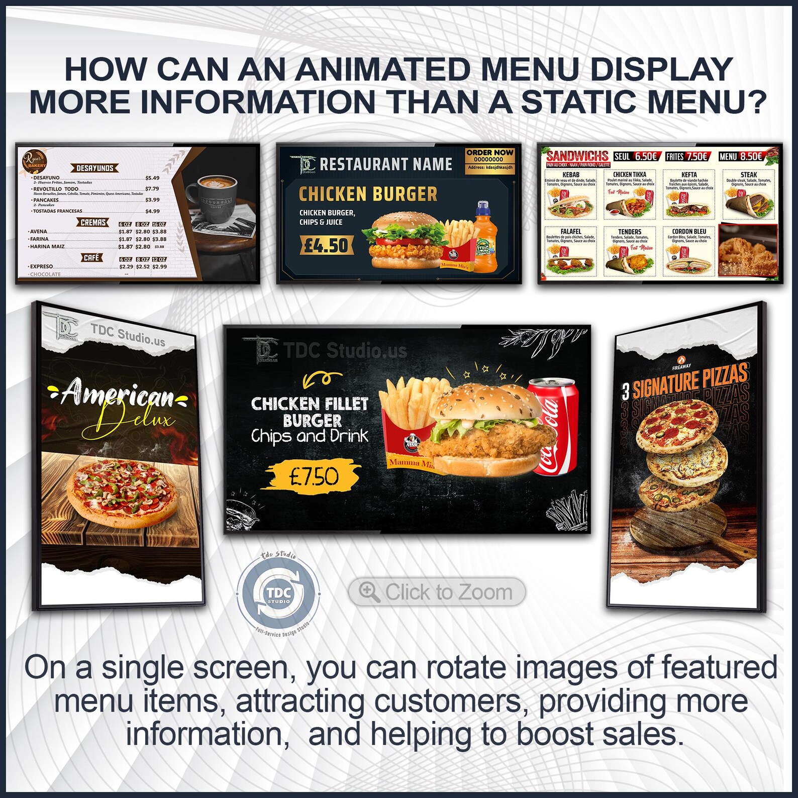 Custom Order Animated Digital TV Menu Board Editable Canva Templates ...