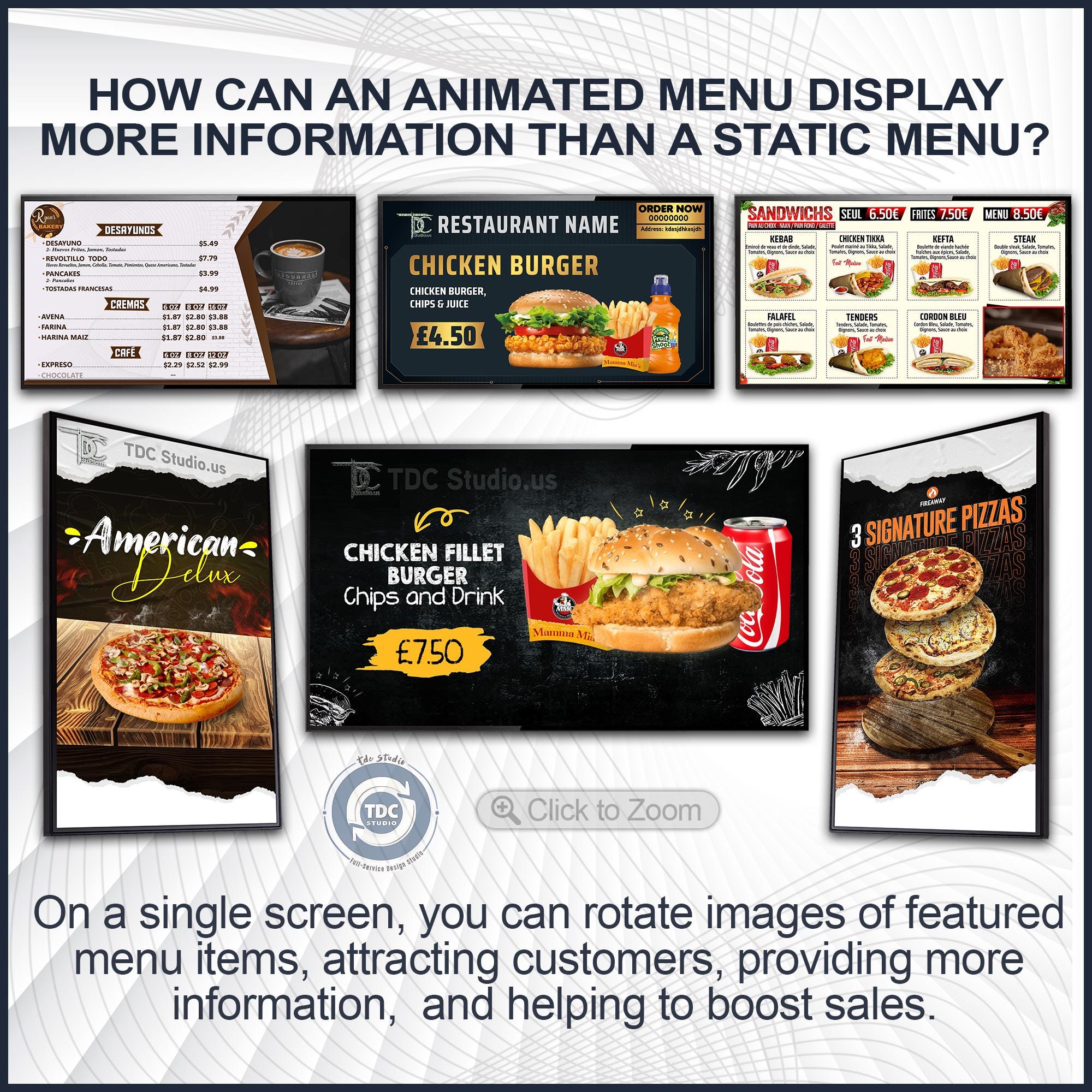 Custom Order Animated Digital TV Menu Board Editable Canva Templates ...