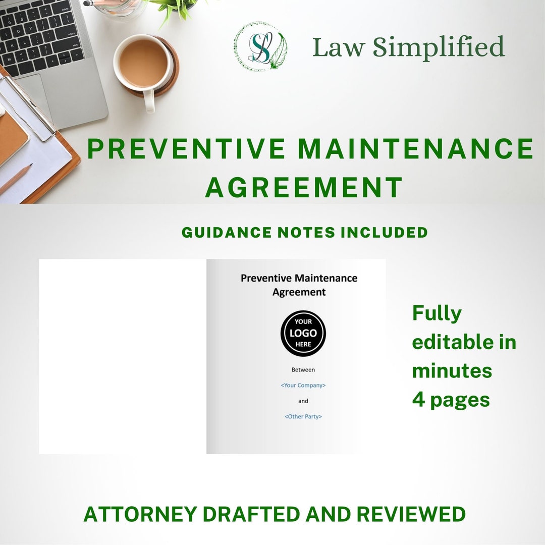Preventive Maintenance Agreement | Maintenance Contract | DIY Contracts - Etsy