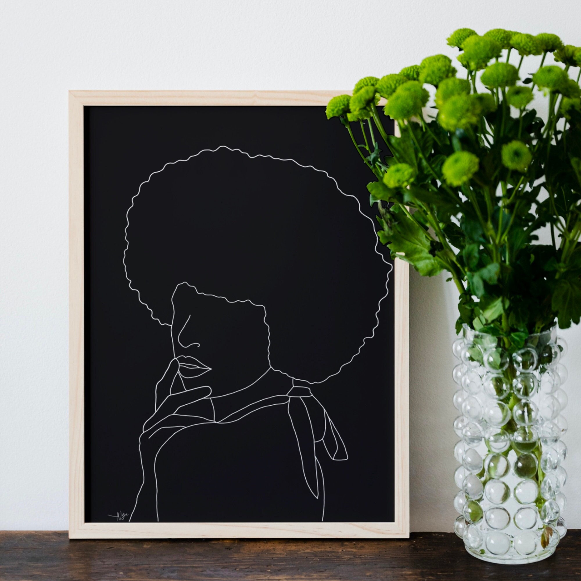 Outline Black Women, Afro, African Woman Art, African American, Instant ...
