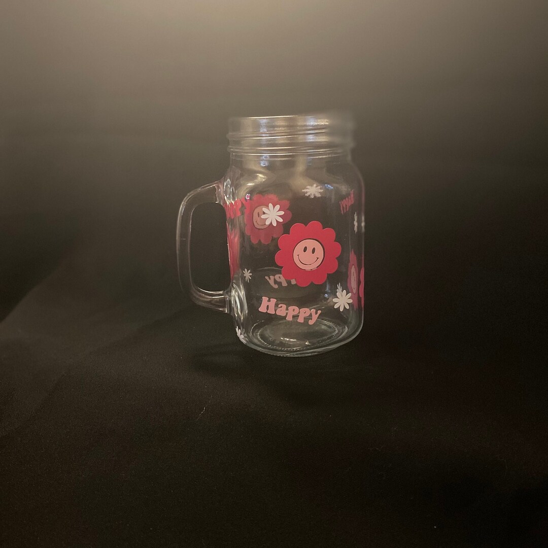 Handmade Pink Smiley Face Smoothie Jar - Etsy