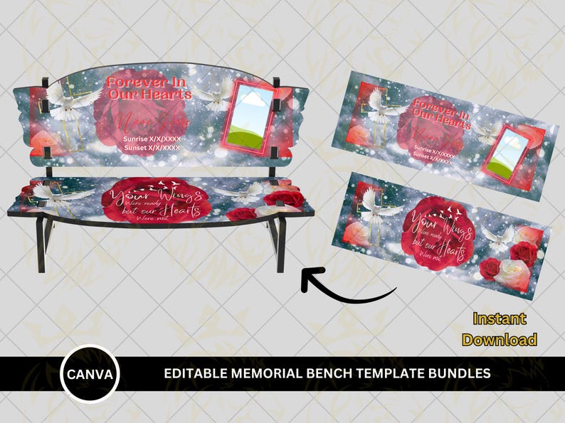 Memorial Bench Template (red) - Etsy