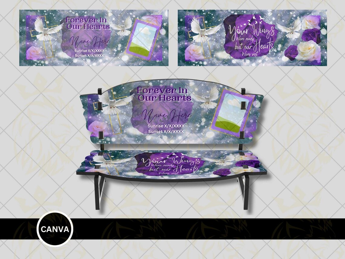 Memorial Bench Template (purple) - Etsy