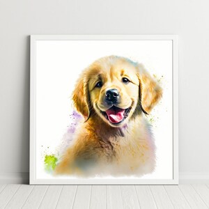 Baby Dog Digital Print, Watercolour Illustration, Home Decor, Kidsroom ...