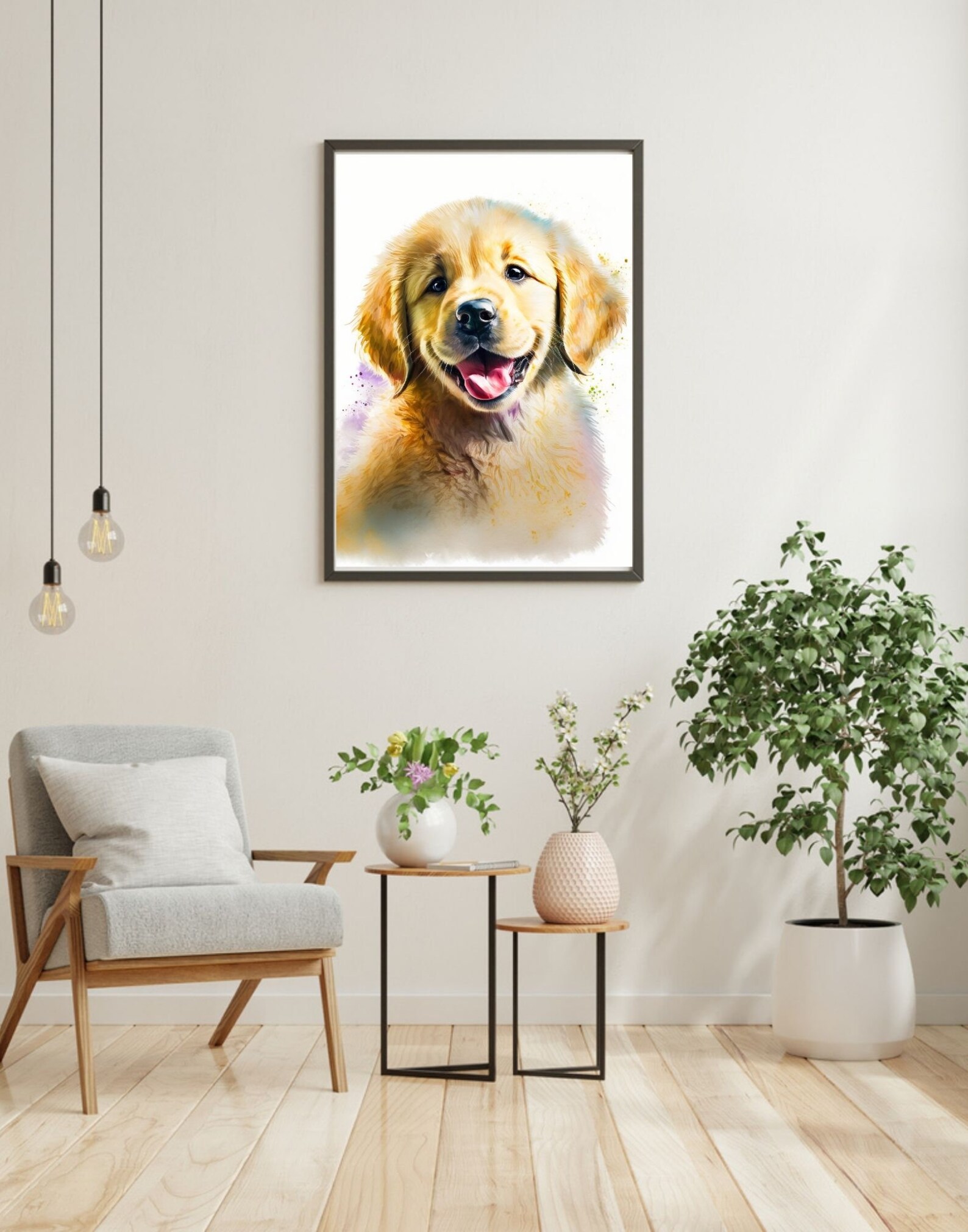Baby Dog Digital Print, Watercolour Illustration, Home Decor, Kidsroom ...