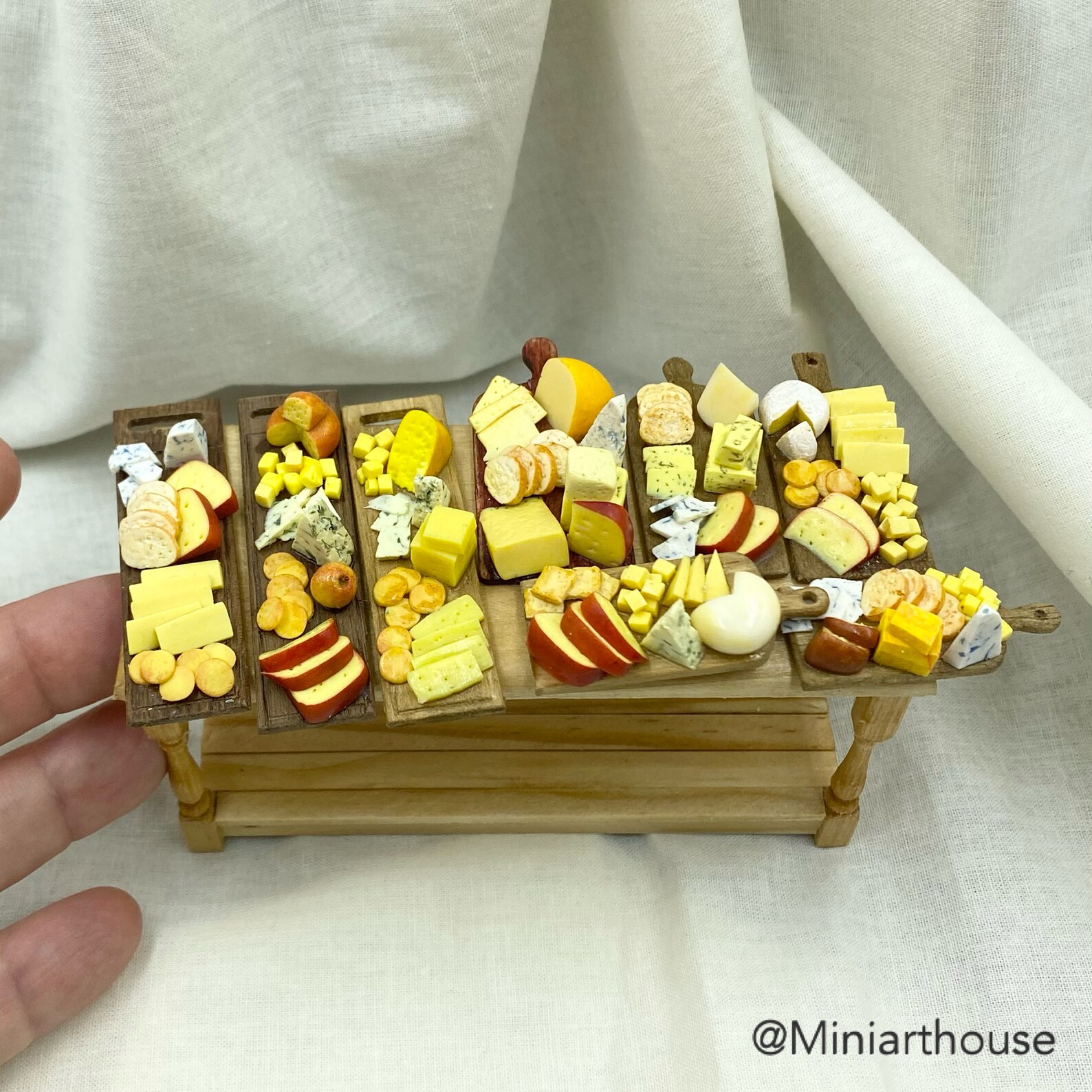 1:12 Scale Miniature Cheese Compositions on a Wooden Cutting Boards - Etsy