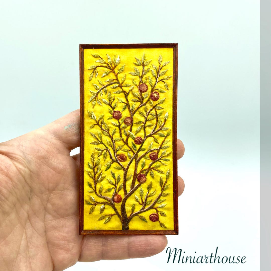 Miniature Embroidery in a Wooden Frame for Decorating the Walls of a ...