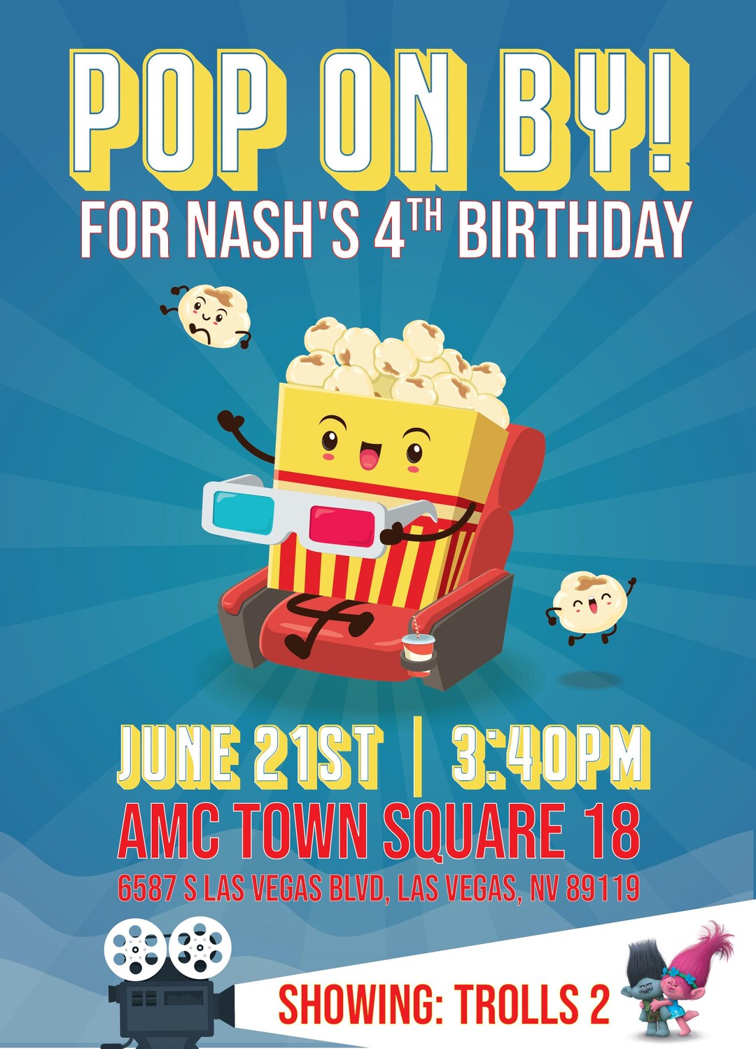 Movie Theater Kids Birthday Invite - Etsy