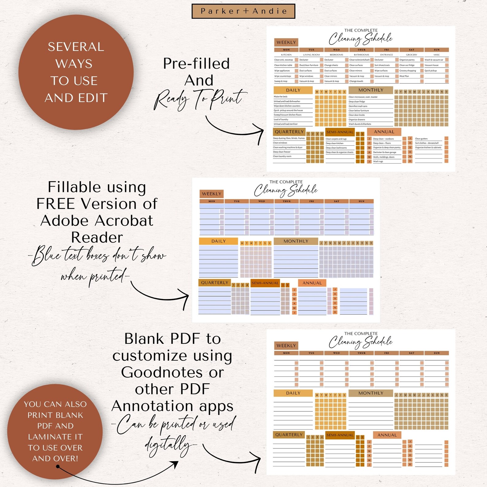 Editable Cleaning Schedule Printable Daily Weekly Monthly Planner ...
