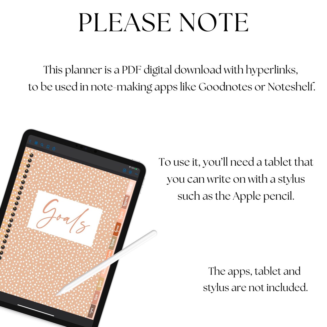 UNDATED Goodnotes Planner, Monthly Digital Planner, Goodnotes Template ...