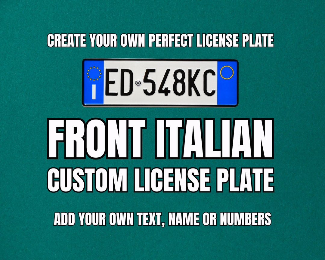 Front Italy License Plate With YOUR TEXT / Personalized Italian Number ...