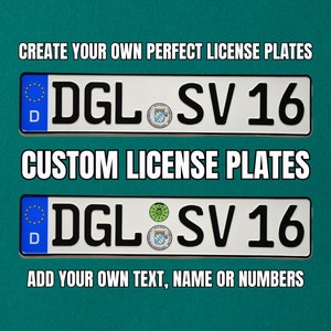 Set Deutsches Nummernschild mit Ihrem Text / Personalisiertes deutsches ...