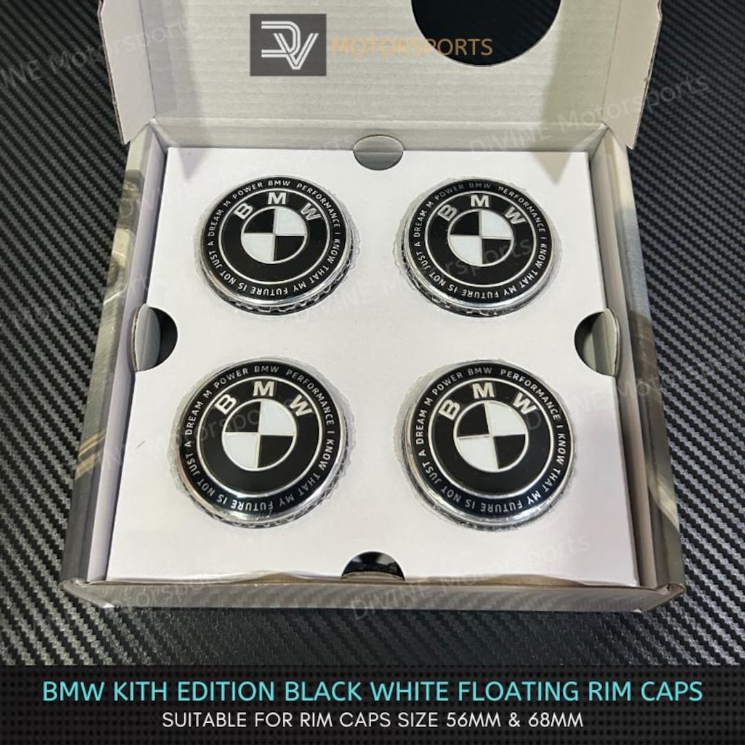 BMW Floating Wheel Center Caps Kith Black White Edition 56mm 68mm G32 ...