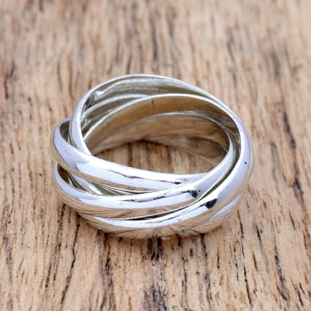Twisted Band 925 Sterling Silver Five Rolling Ring Multi Band - Etsy