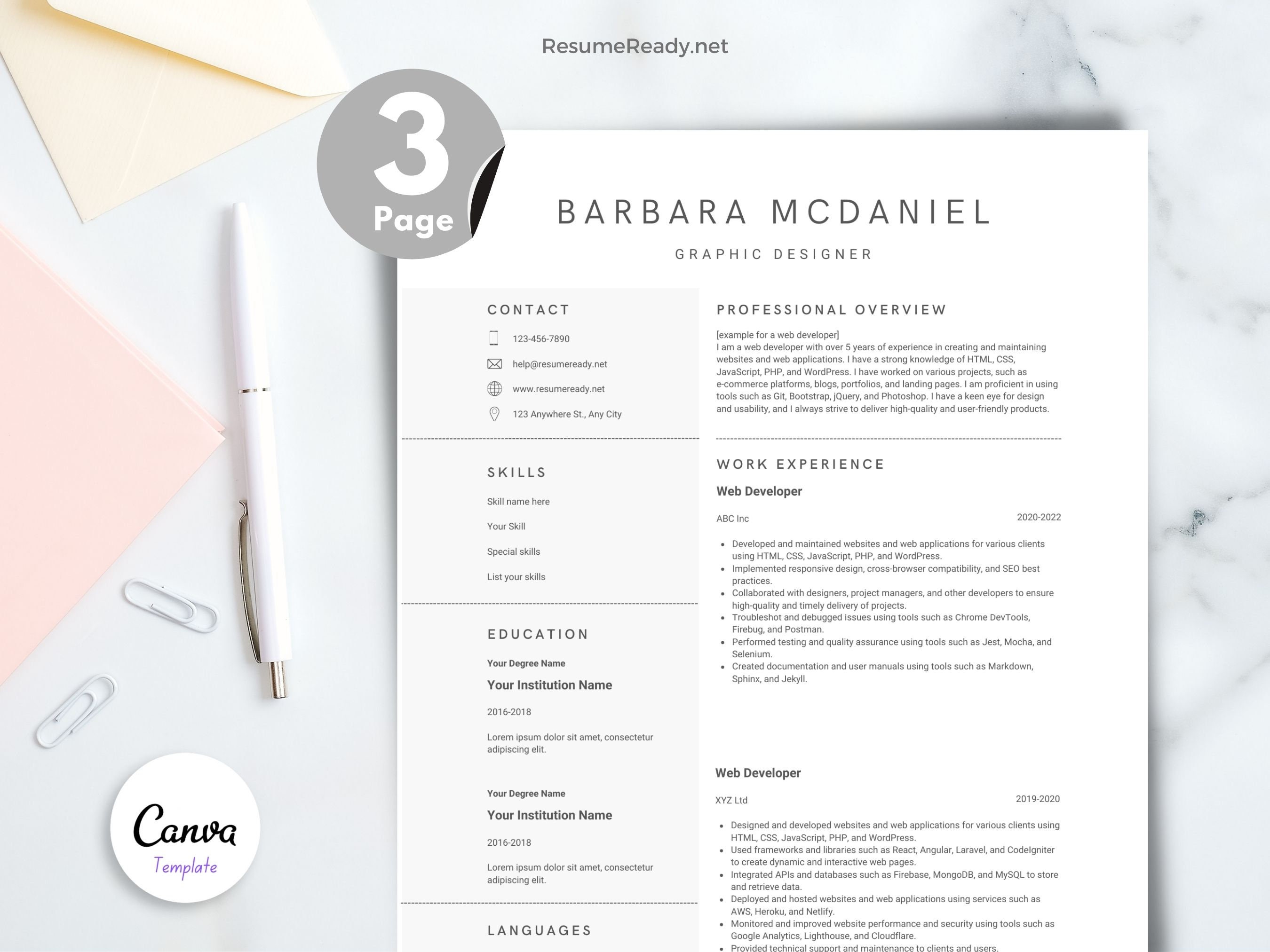 Perfect Resume Template Professional Resume Template Simple - Etsy