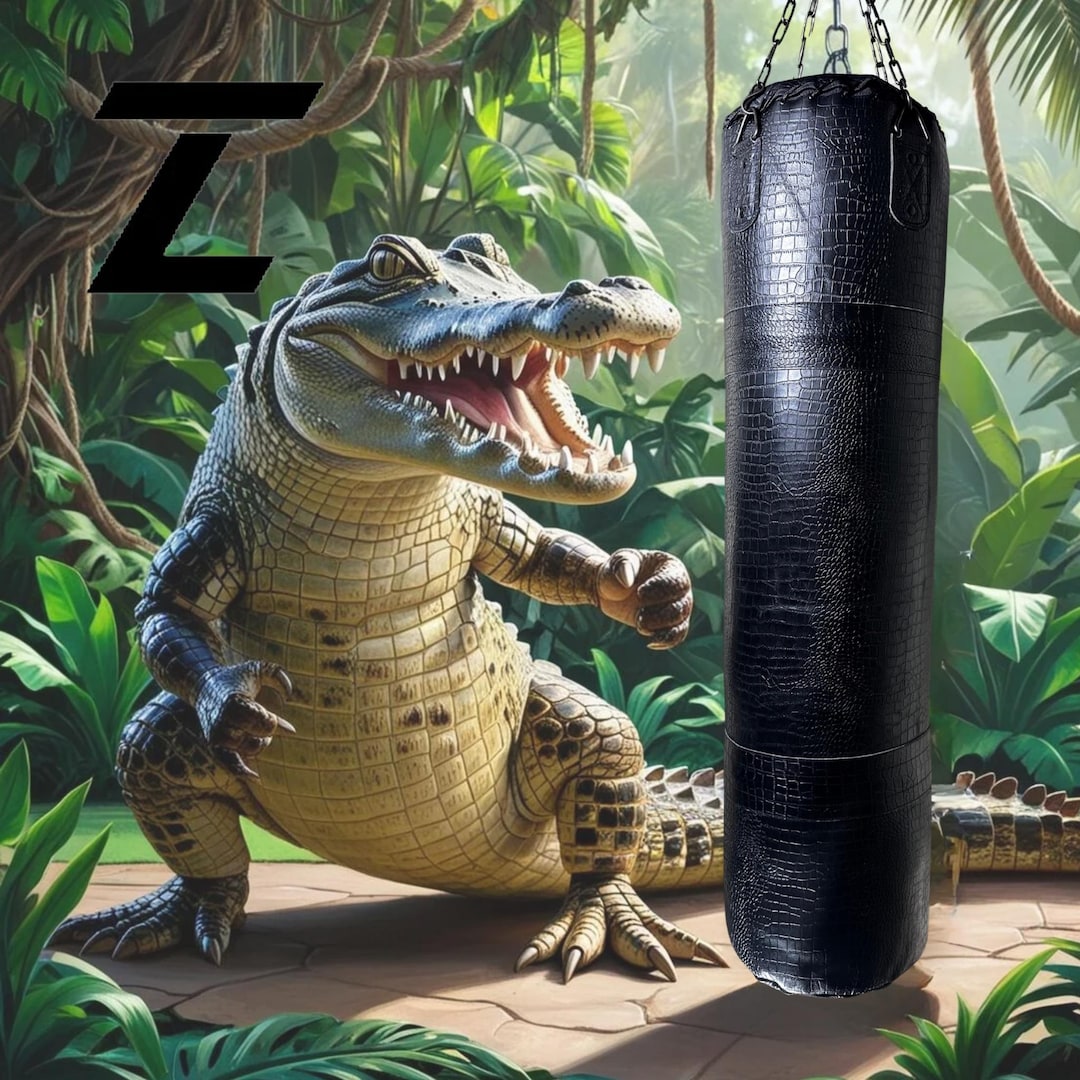 Crocodile Embossed Leather Punching Bag- Cowhide Boxing Bag for Gym ...