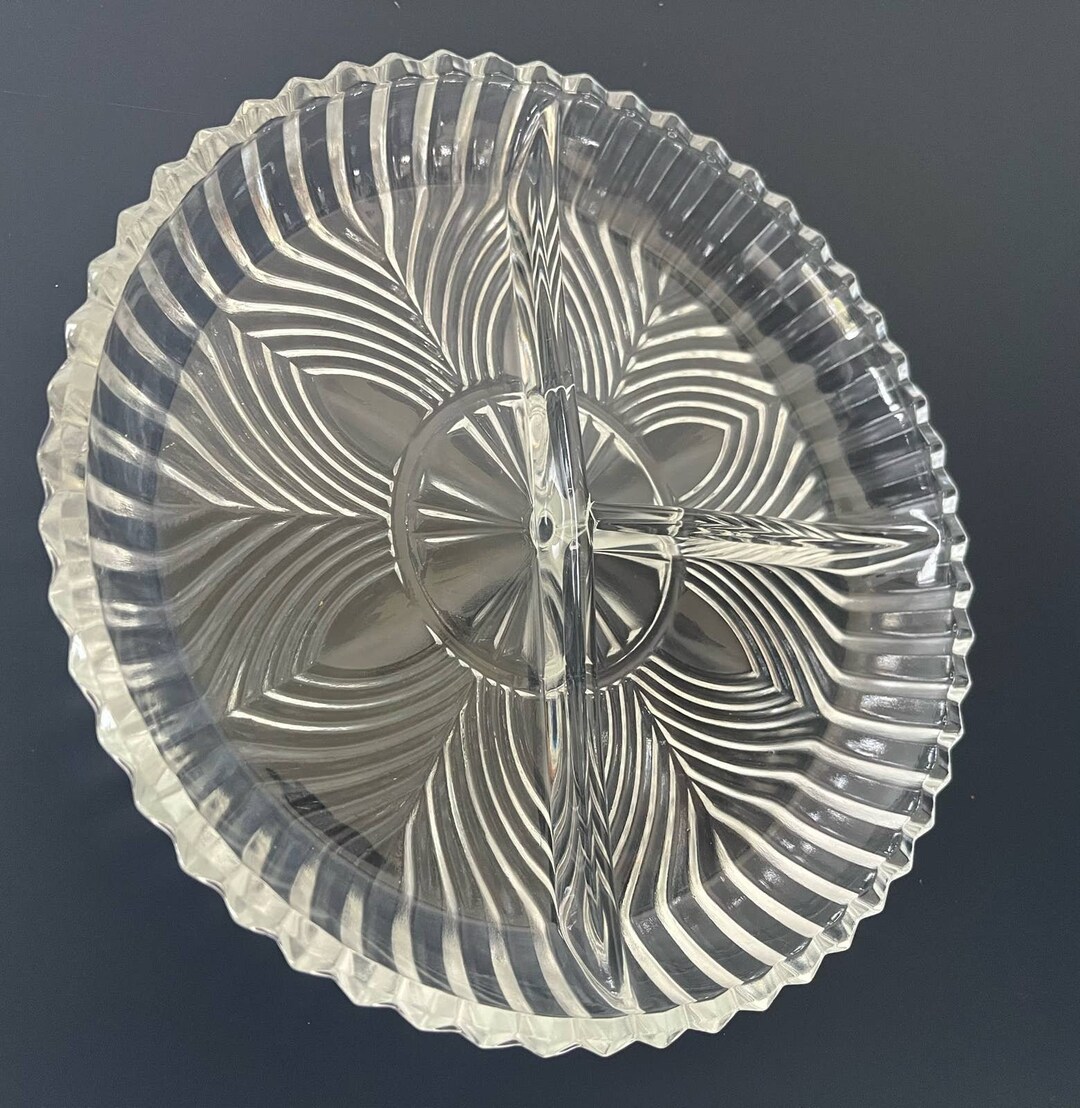 Vintage Clear Glass Round RELISH DISH - Etsy
