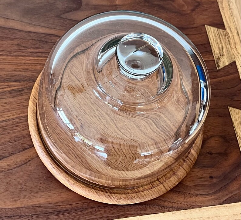 Vintage Dolphin Teak Cheese Tray With Glass Dome - Etsy